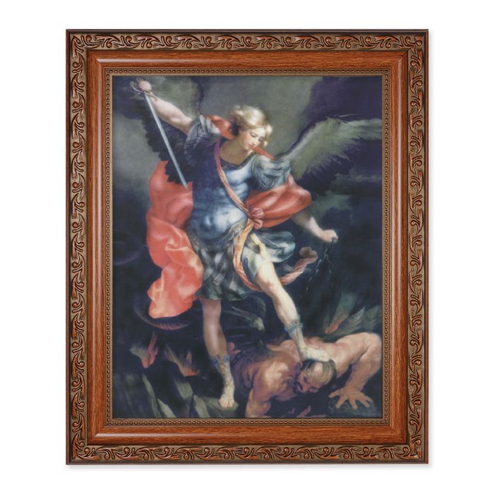 St Michael 10" x 12" Ornate Wood Frame — Gospa Missions