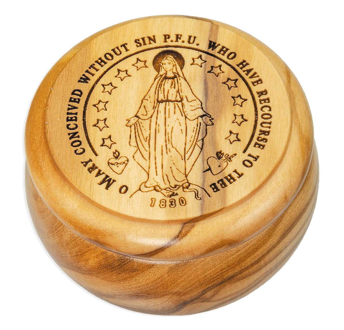 Miraculous Medal Keepsake Box Olive Wood — Gospa Missions