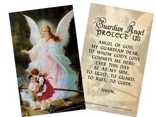 Guardian Angel Protect Us Holy Card — Gospa Missions