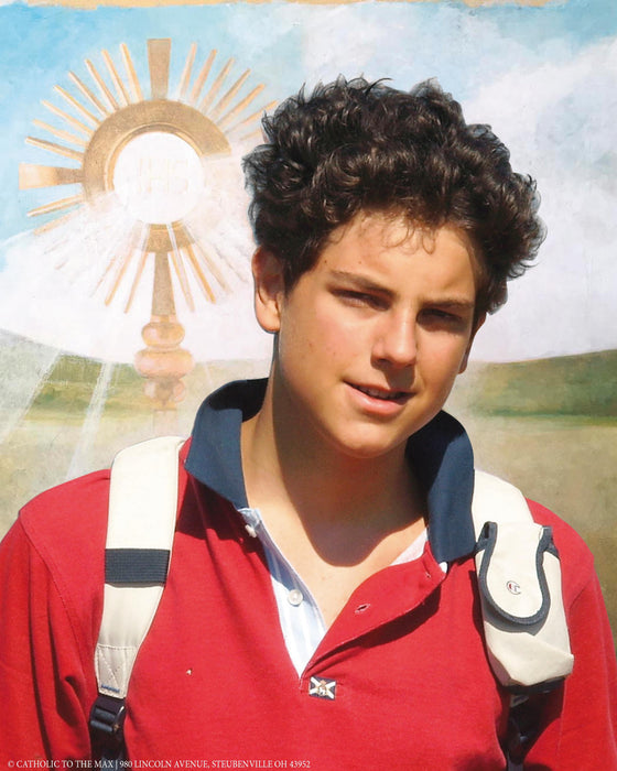 St. Carlo Acutis with the Eucharist Sleeved 8 X 10 Print — Gospa Missions