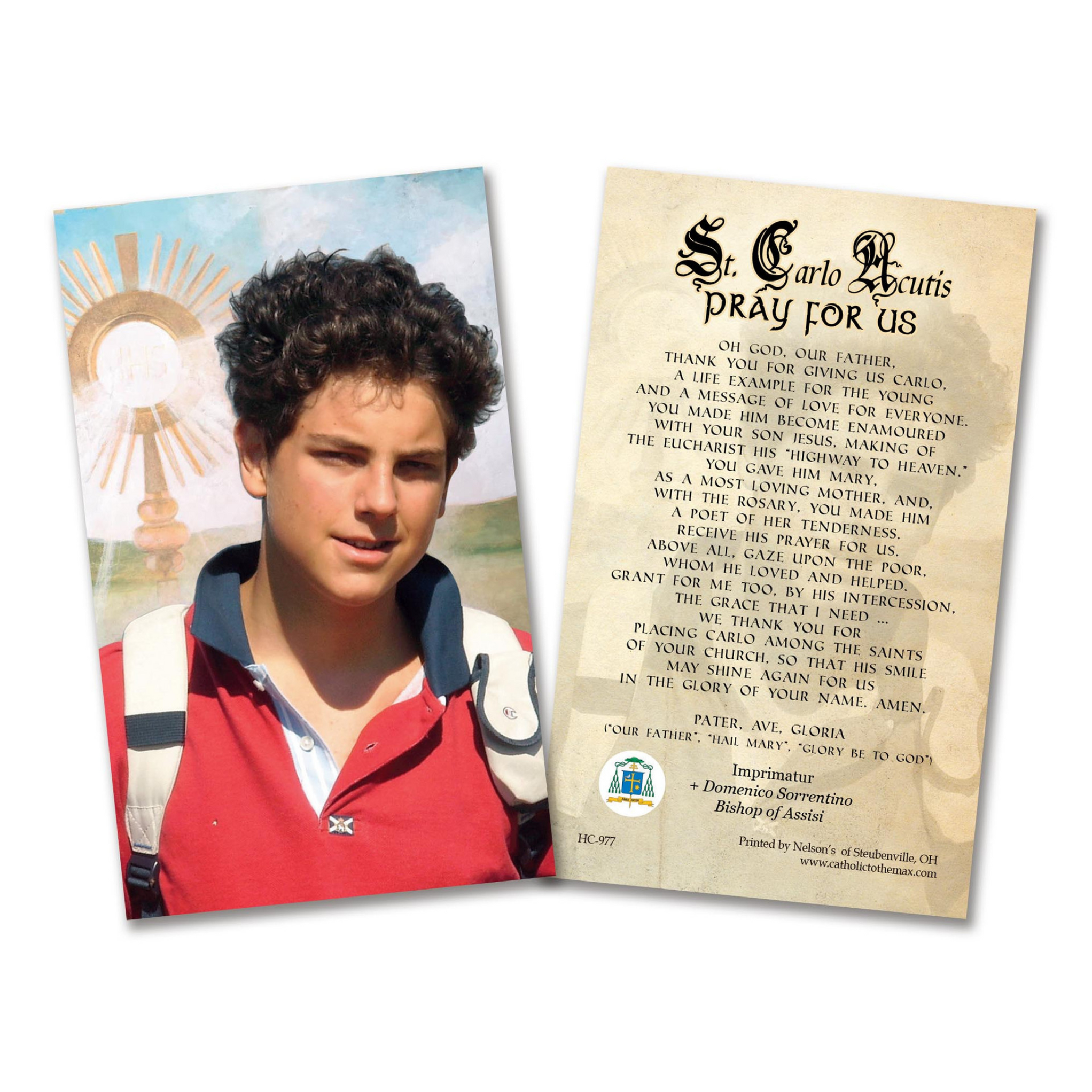 St. Carlo Acutis with the Eucharist Holy Card — Gospa Missions
