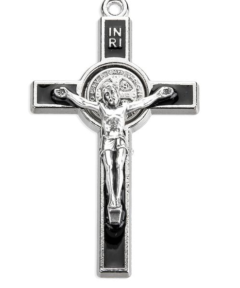 2" Benedictine Crucifix with Black Epoxy and St. Benedict Medal — Gospa ...
