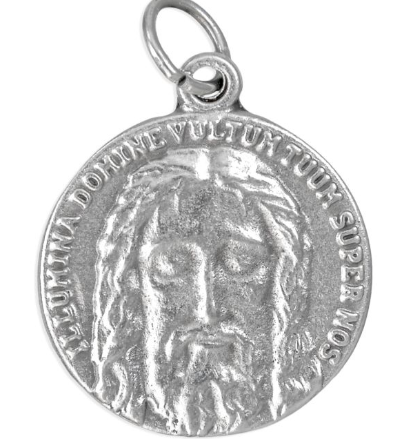 1" Holy Face of Jesus, Head of Christ Medal in Antiqued Silver Finish ...