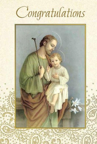 GREETING CARD - CONGRATULATIONS - ST JOSEPH AND JESUS — Gospa Missions